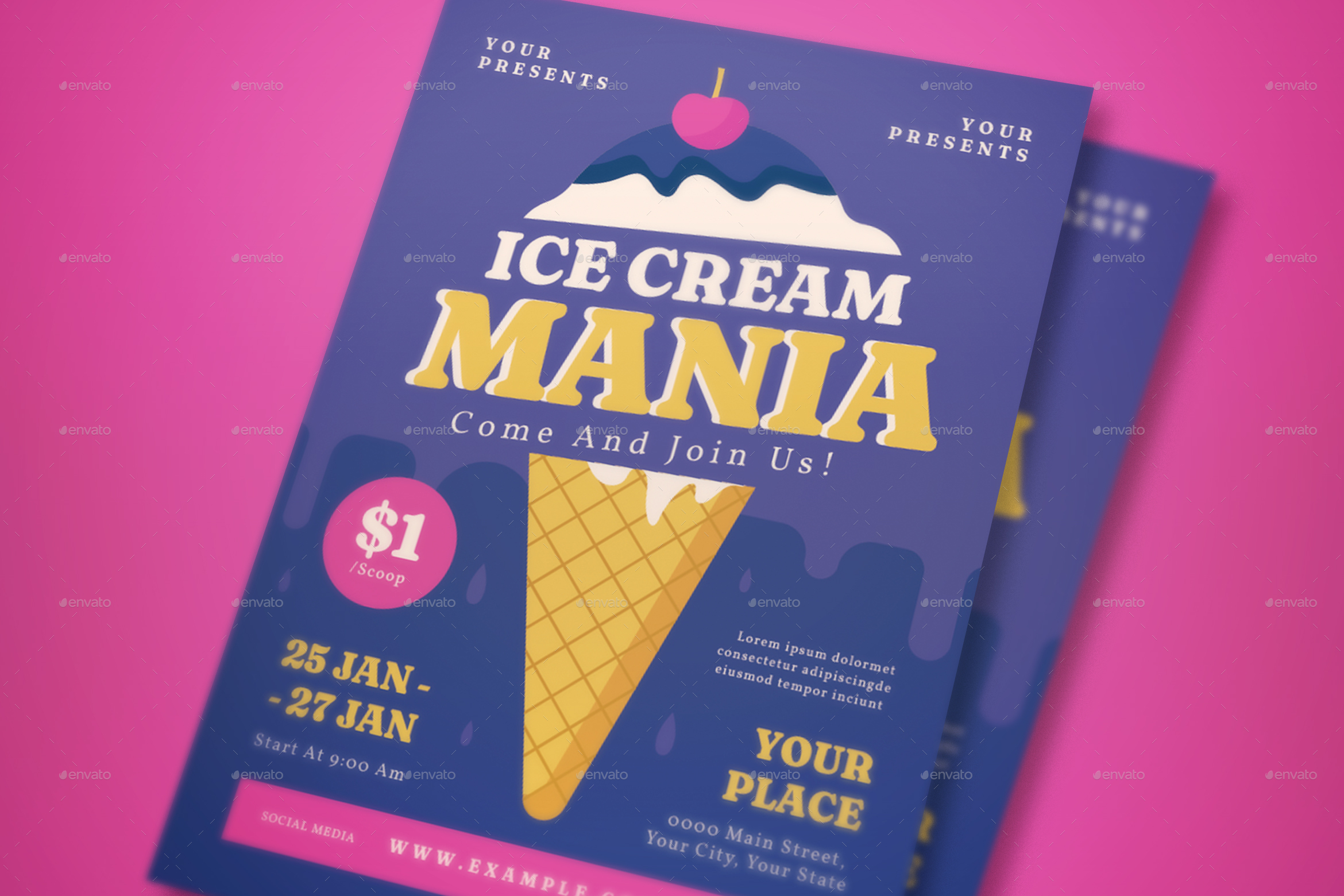 Ice Cream Promo Flyer Set, Print Templates | GraphicRiver