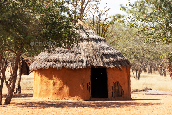 Closeup of traditional hut of himba people Stock Photo by ivankmit