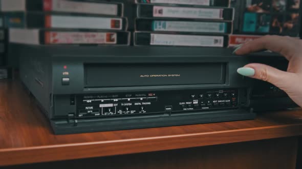 Eject VHS Tape Cassette From VCR Player, Stock Footage | VideoHive