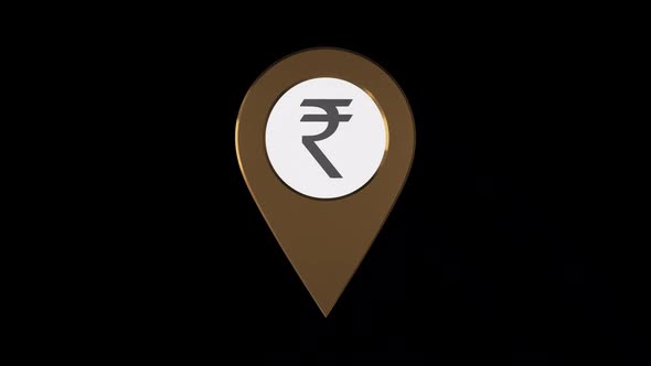 Indian Rupee Currency Symbol In Pin Point With Alpha Channel 2K, Motion ...