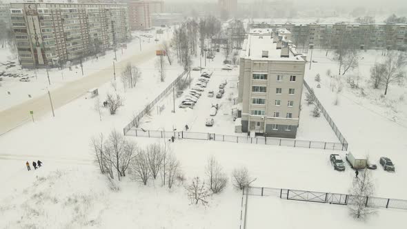 Multistorey Apartment Buildings Covered with Snow After a Blizzard ...
