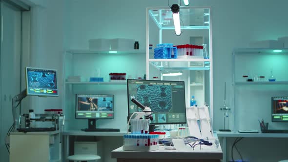 Interior of Modern Science Laboratory with No People at Night, Stock ...