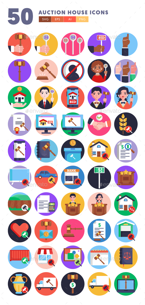 50 Auction House Icons, Icons | GraphicRiver