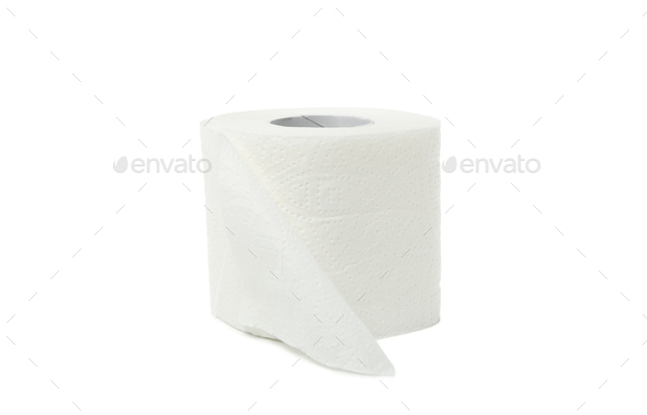 Single toilet paper isolated on white background Stock Photo by ...