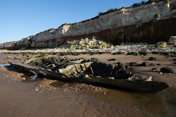 Wreck of the Steam Trawler Sheraton in Hunstanton, England Stock Photo ...
