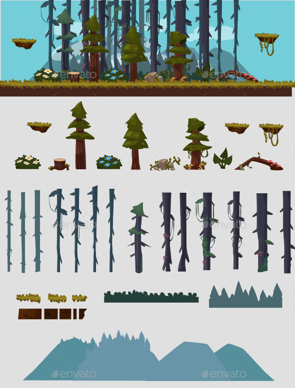 Background Parallax Forest, Game Assets | GraphicRiver