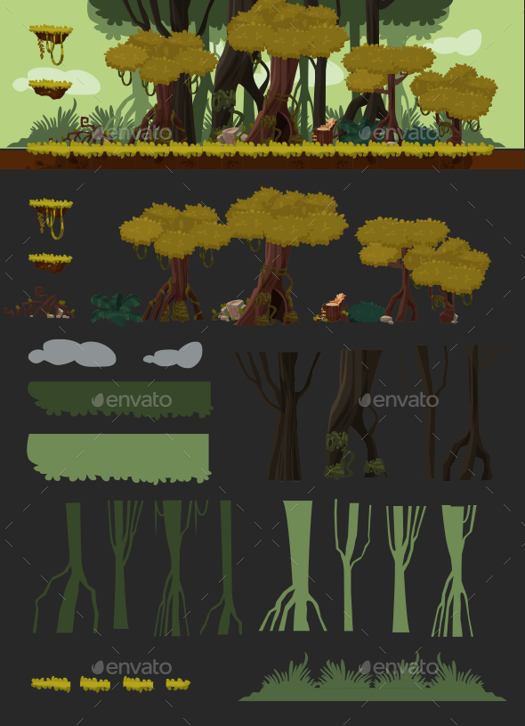 Background Parallax Swamp, Game Assets | GraphicRiver