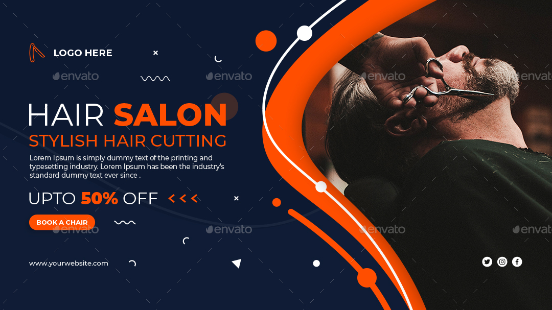 Barbershop Facebook Cover & Web Banner, Web Elements | GraphicRiver