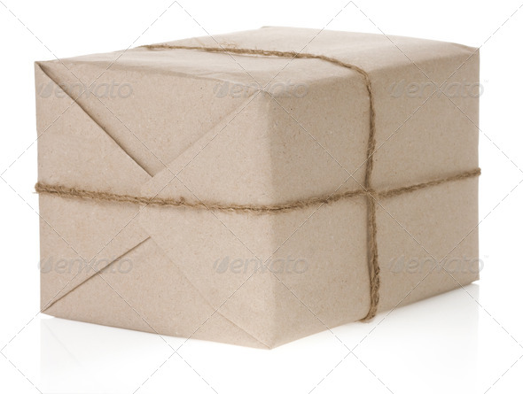 parcel wrapped isolated on white Stock Photo by seregam | PhotoDune