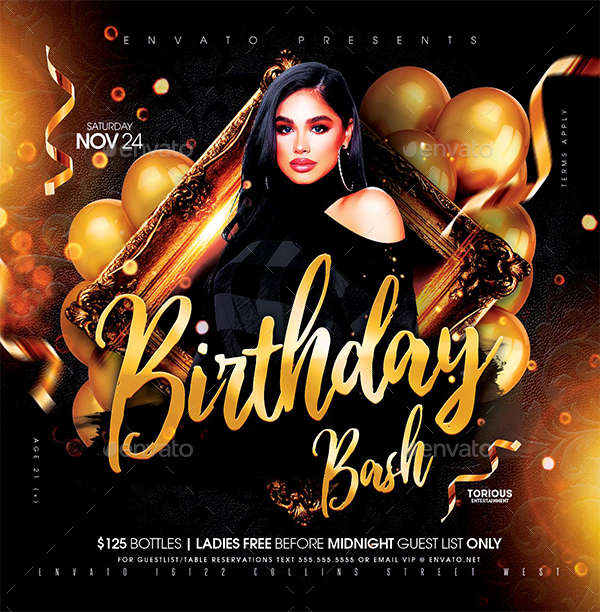 Birthday Bash Flyer Template, Print Templates | GraphicRiver