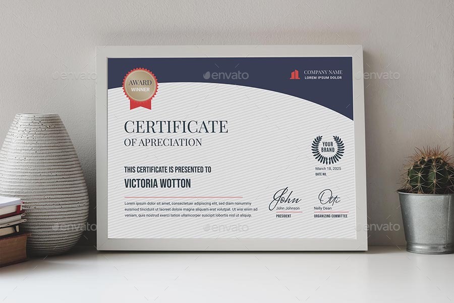 Clean & Modern Certificate Template, Print Templates | GraphicRiver