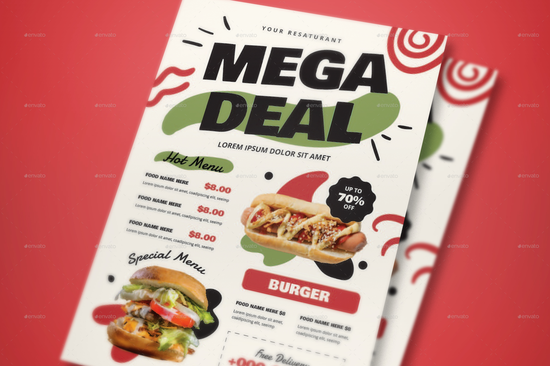 Restaurant Menu Promotion Flyer Set, Print Templates | GraphicRiver