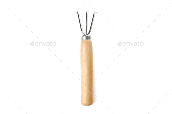 Small garden rake isolated on white background Stock Photo by AtlasComposer