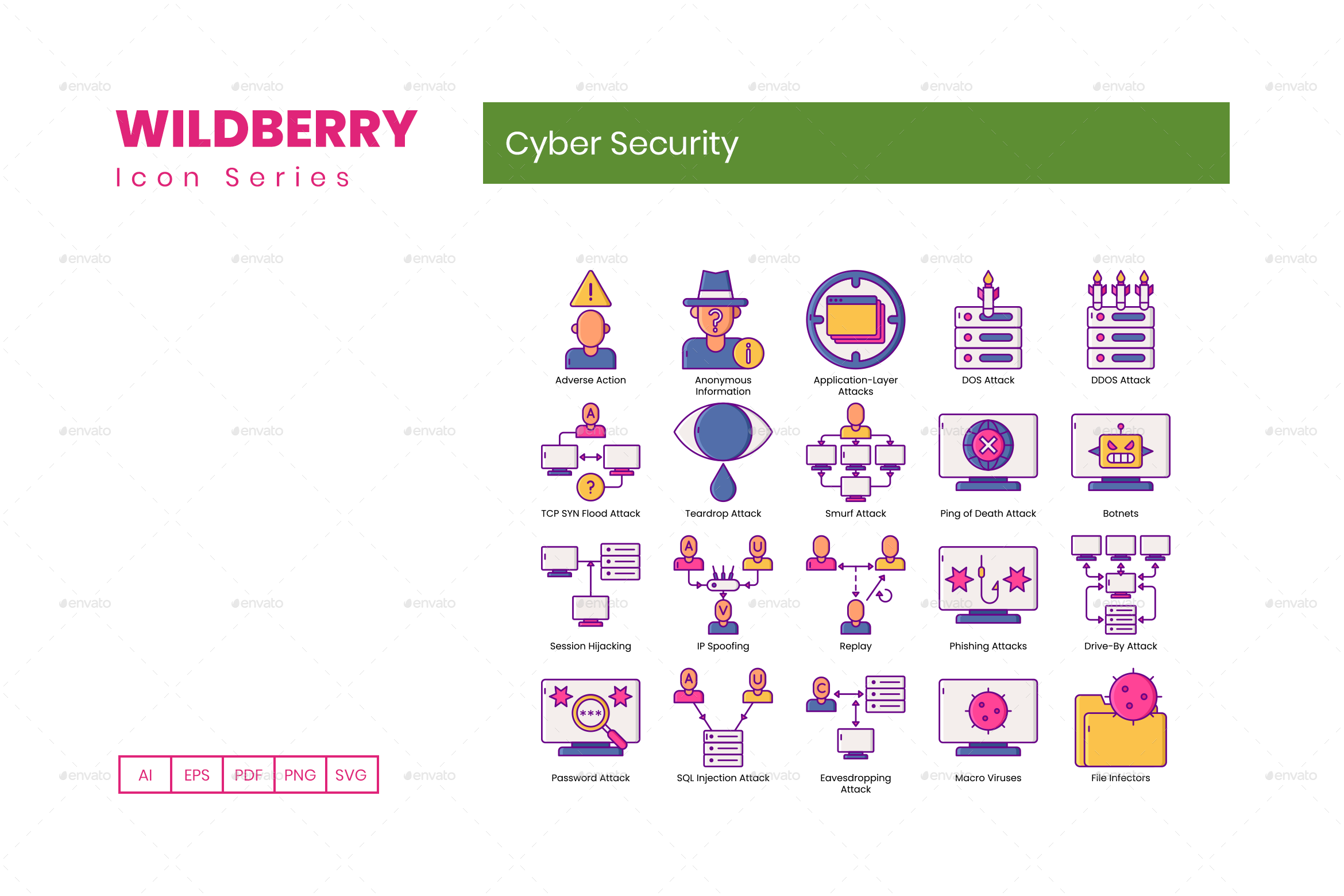 90 Cyber Security Icons | Wildberry Series, Icons | GraphicRiver