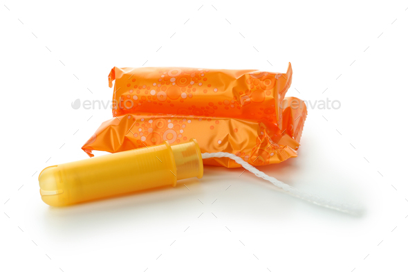 Orange unused tampons isolated on white background Stock Photo by ...