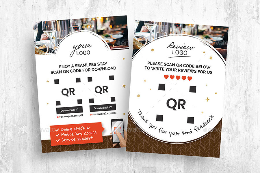 QR Code / Contact Flyer for Restaurant Vol.4, Print Templates ...