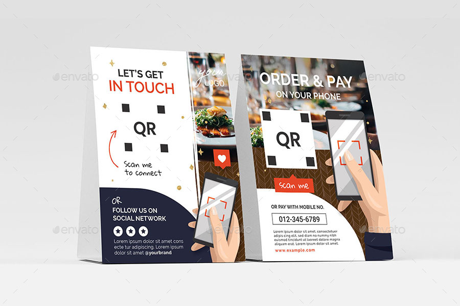 QR Code / Contact Flyer for Restaurant Vol.4, Print Templates ...