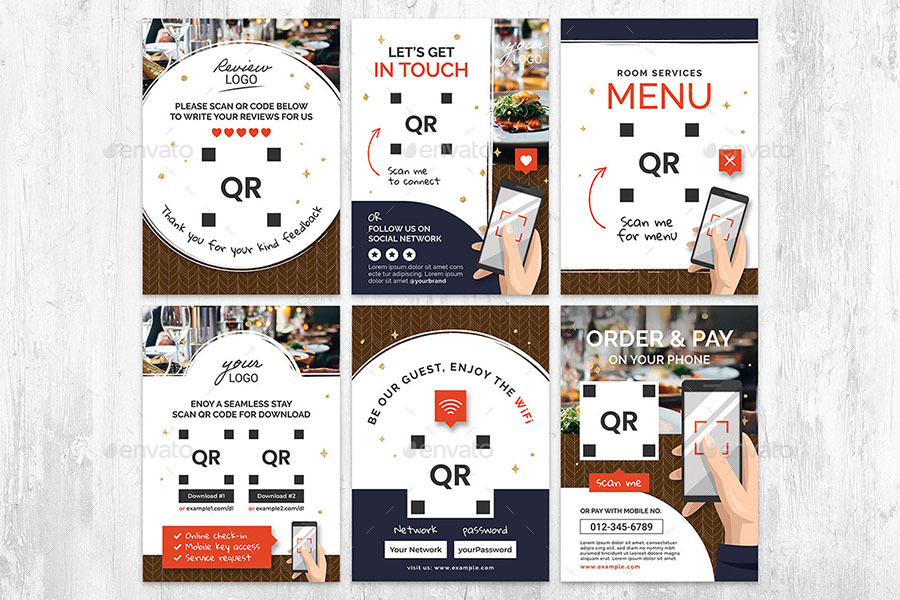 QR Code / Contact Flyer for Restaurant Vol.4, Print Templates ...