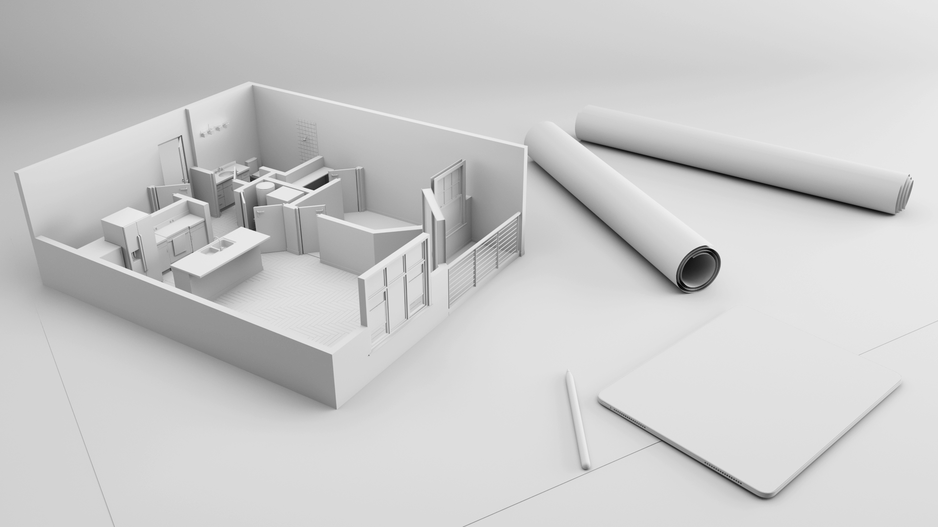 house 3d model with architecture drawing sheet by STUDIO_09 | 3DOcean