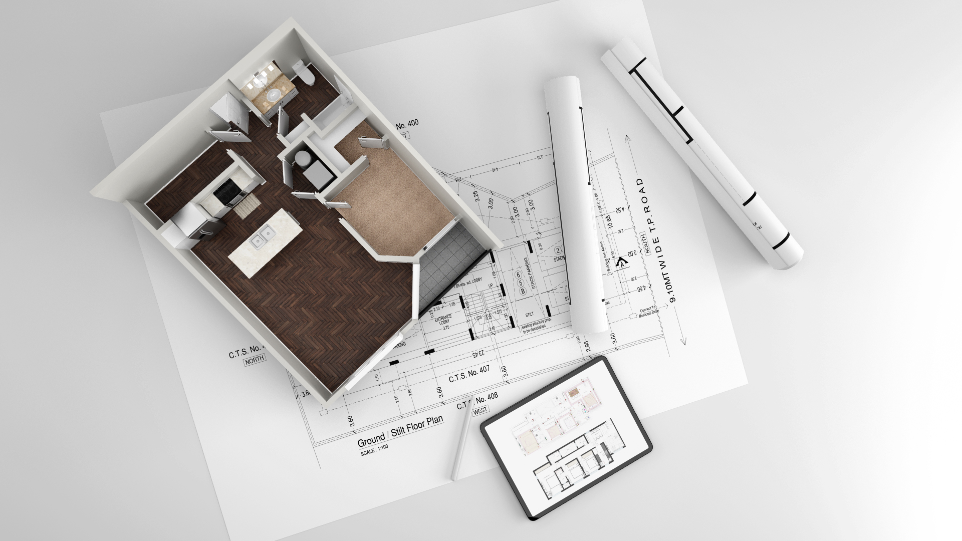 house 3d model with architecture drawing sheet by STUDIO_09 | 3DOcean