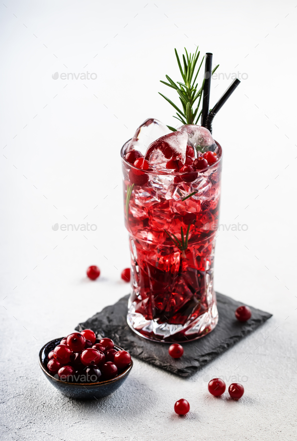 Summer long drink. Gray table background Stock Photo by Olga_Kochina