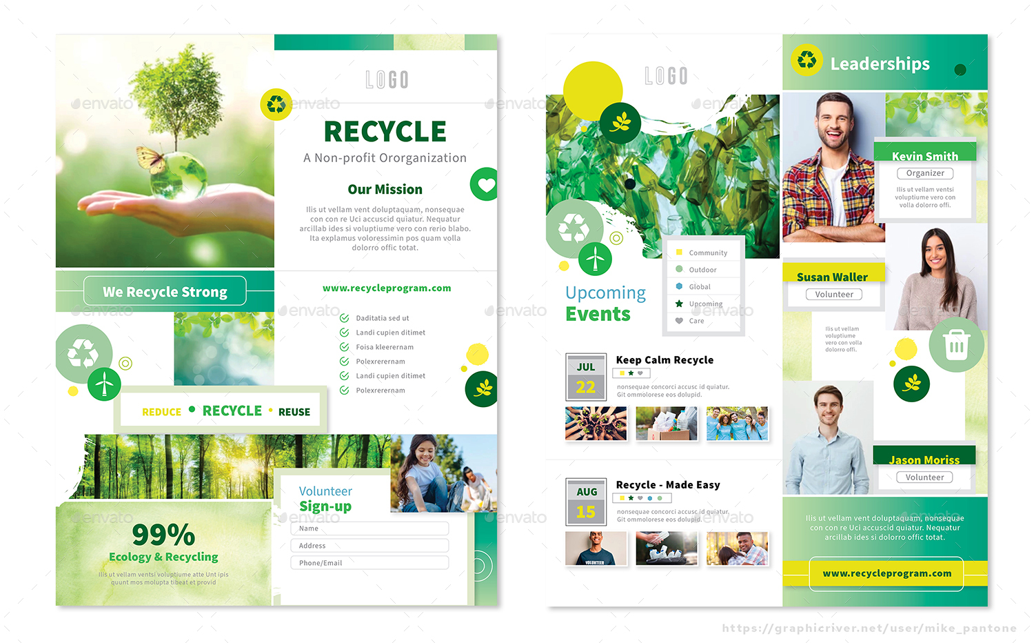 Recycling Campaign Flyers – 4 Options, Print Templates | GraphicRiver