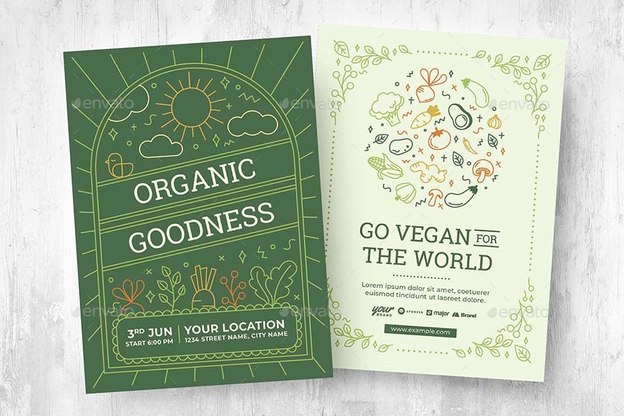 Ornate Vegan Flyer Templates Pack, Print Templates | GraphicRiver