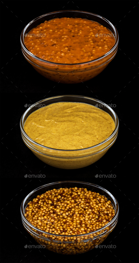 Set of different types of mustard Stock Photo by xamtiw | PhotoDune
