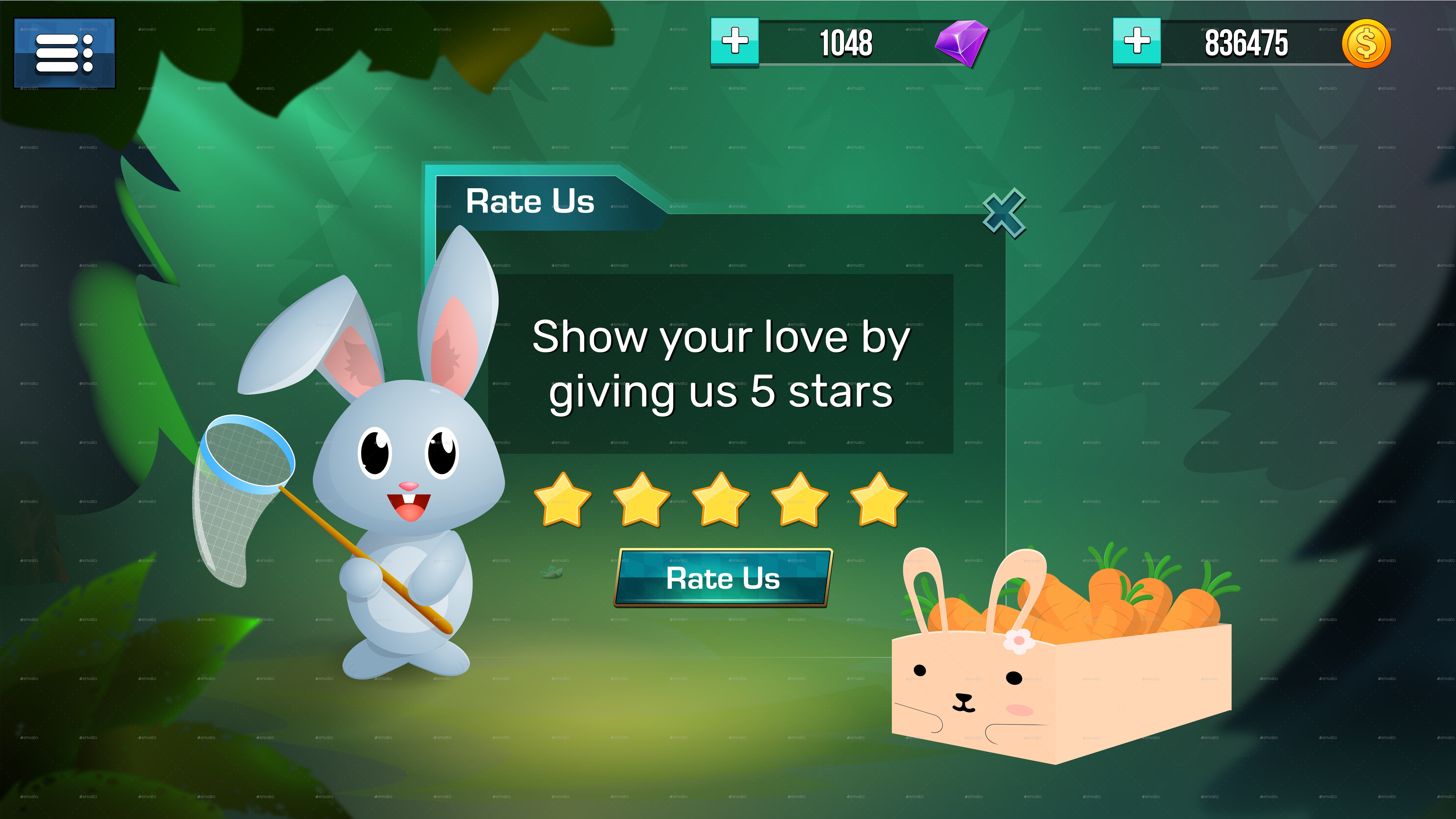 Stylized Game UI Screen Assets for PC and Mobile Games, Game Assets