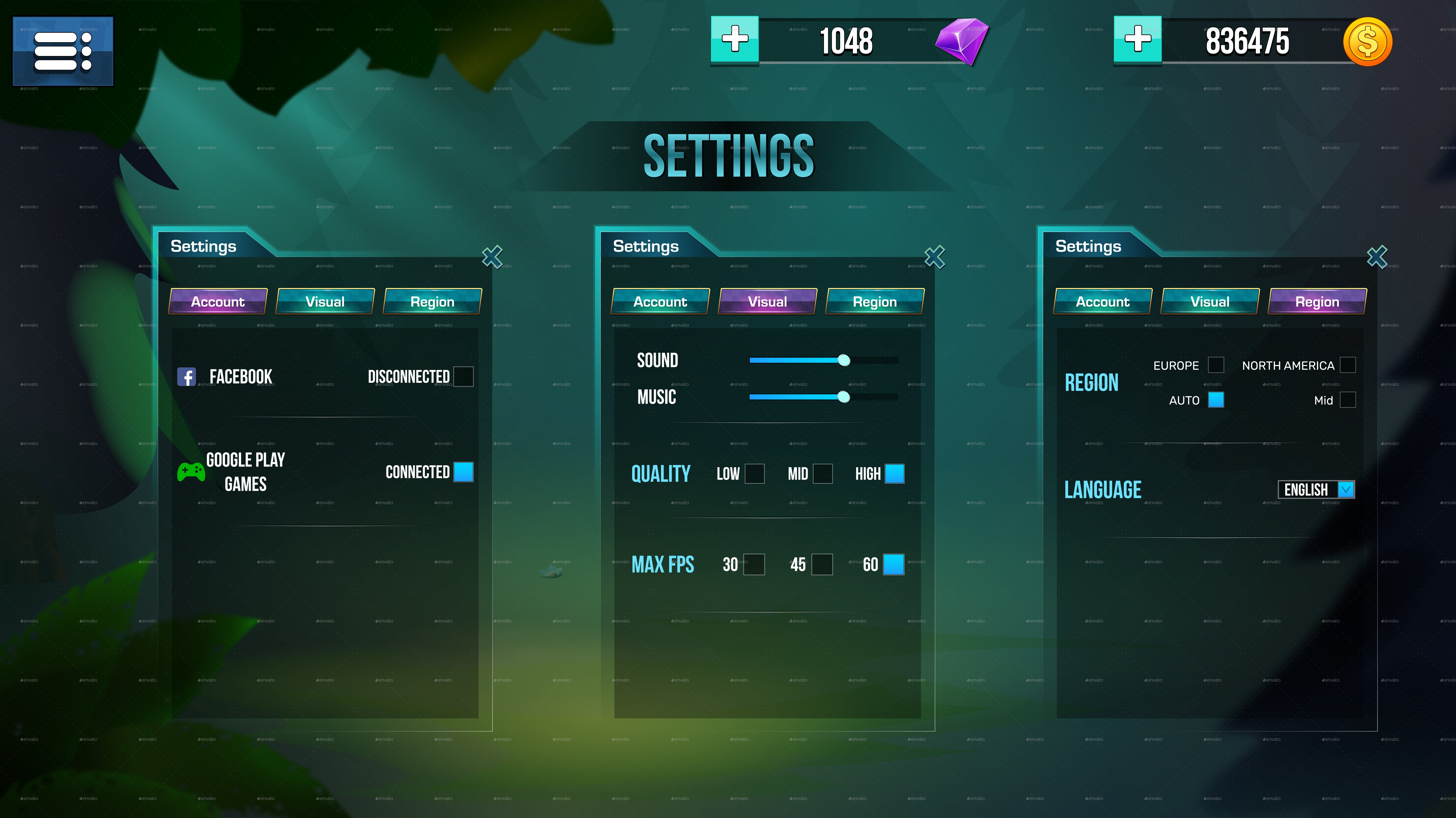 Stylized Game UI Screen Assets for PC and Mobile Games, Game Assets