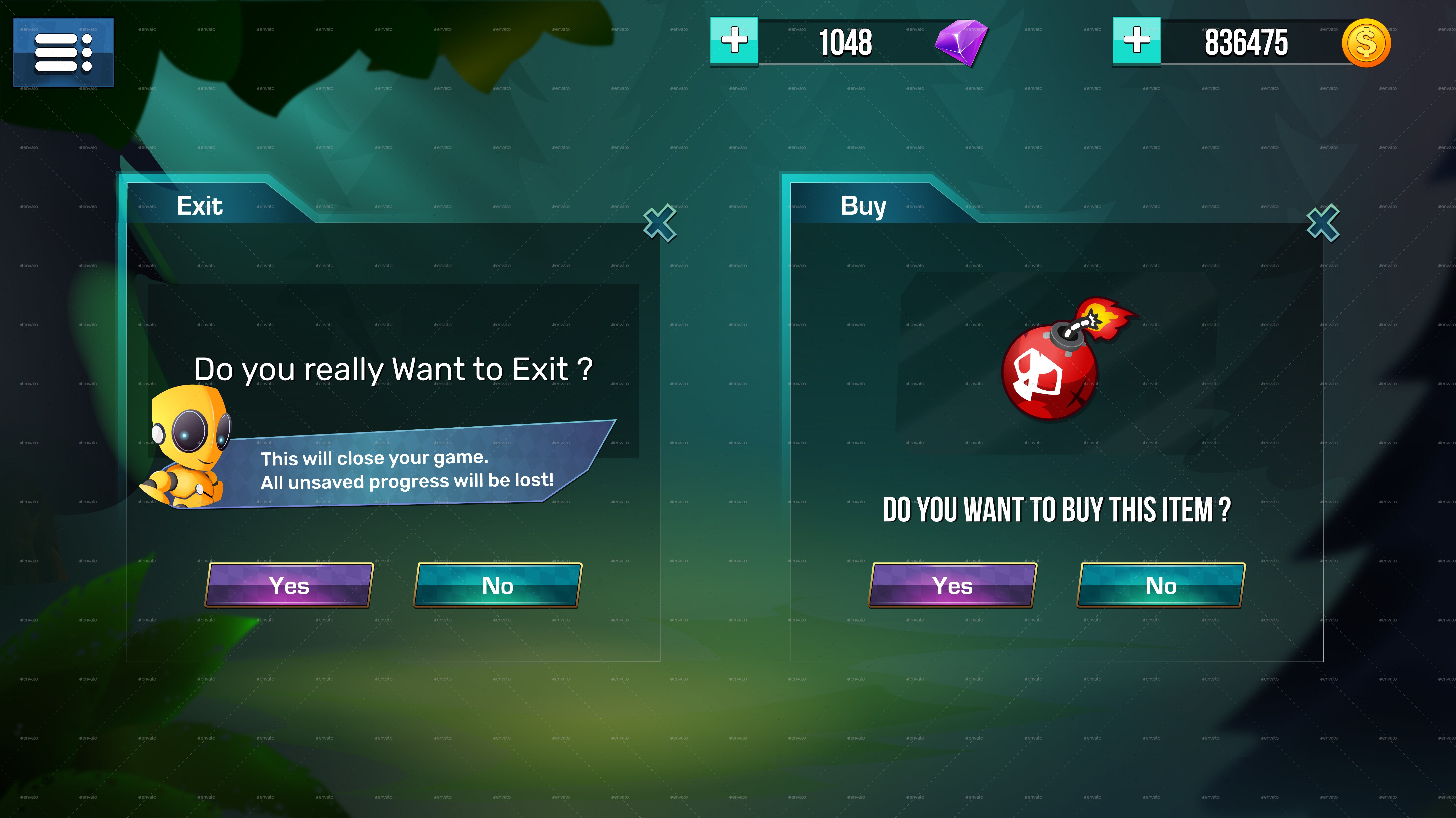 Stylized Game UI Screen Assets for PC and Mobile Games, Game Assets