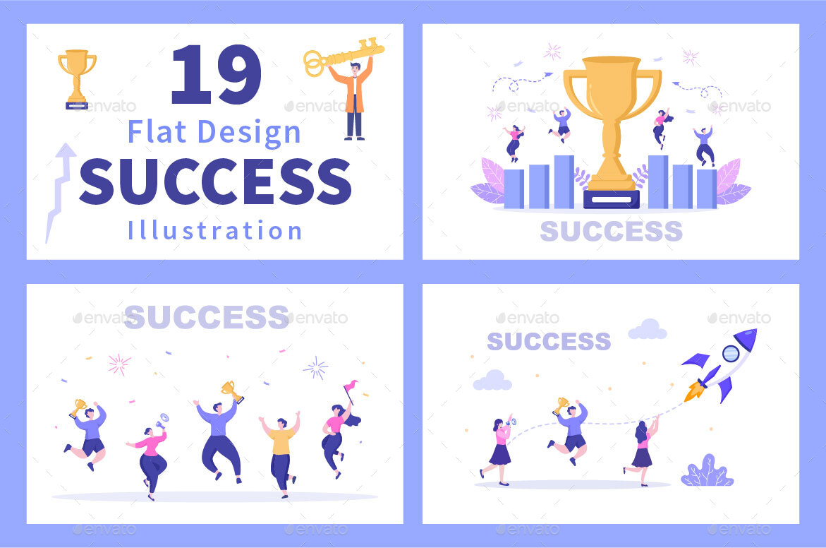 19 Success Flat Design Illustration, Vectors | GraphicRiver
