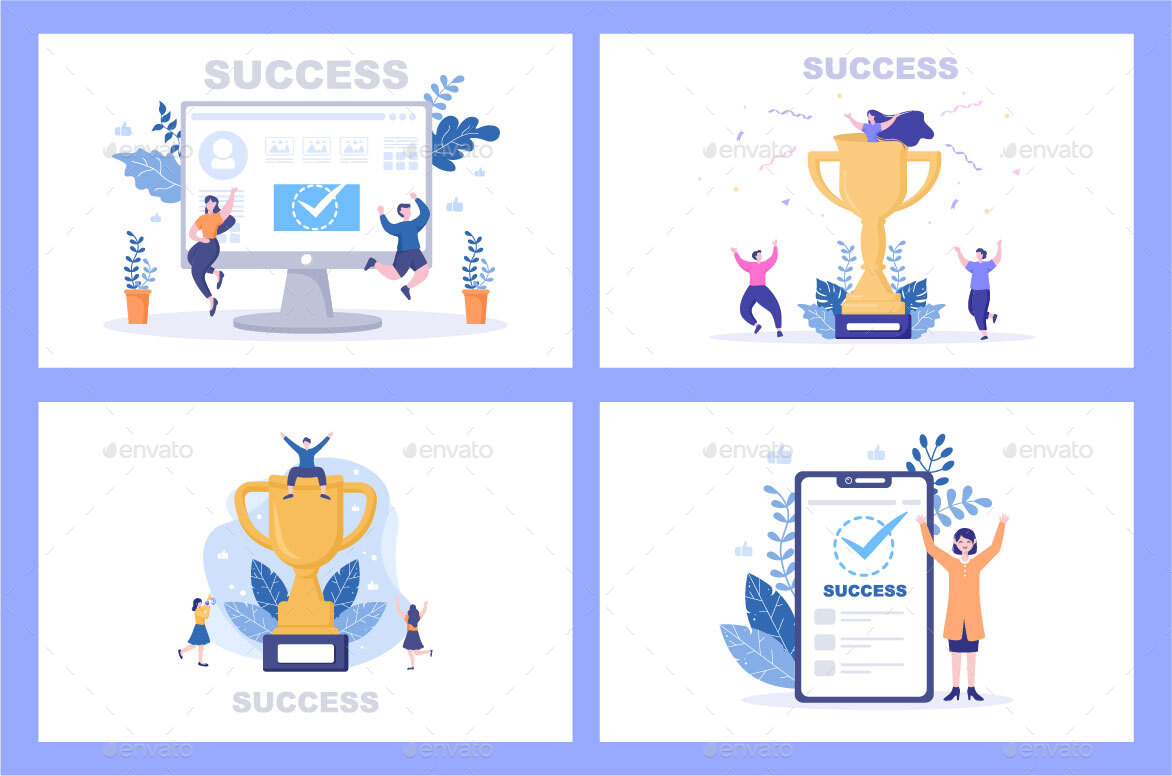 19 Success Flat Design Illustration, Vectors | GraphicRiver