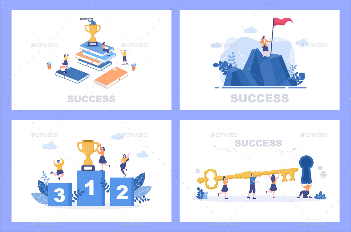 19 Success Flat Design Illustration, Vectors | GraphicRiver