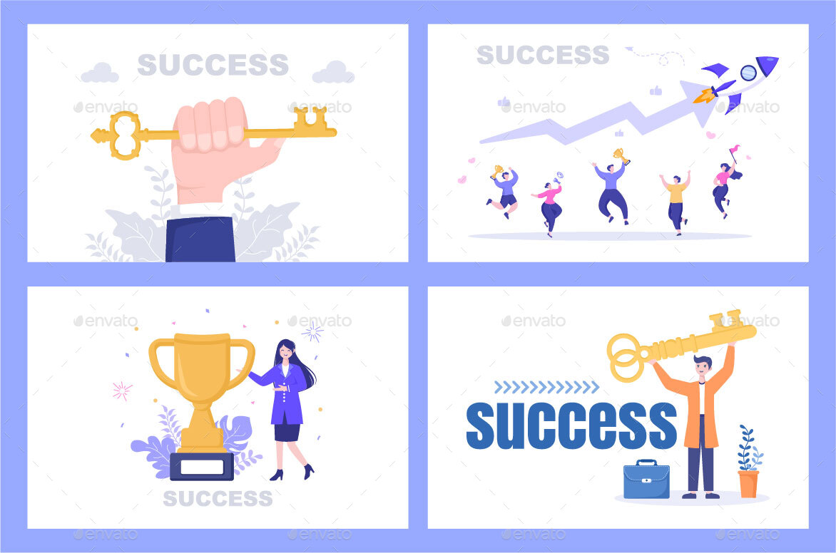 19 Success Flat Design Illustration, Vectors | GraphicRiver