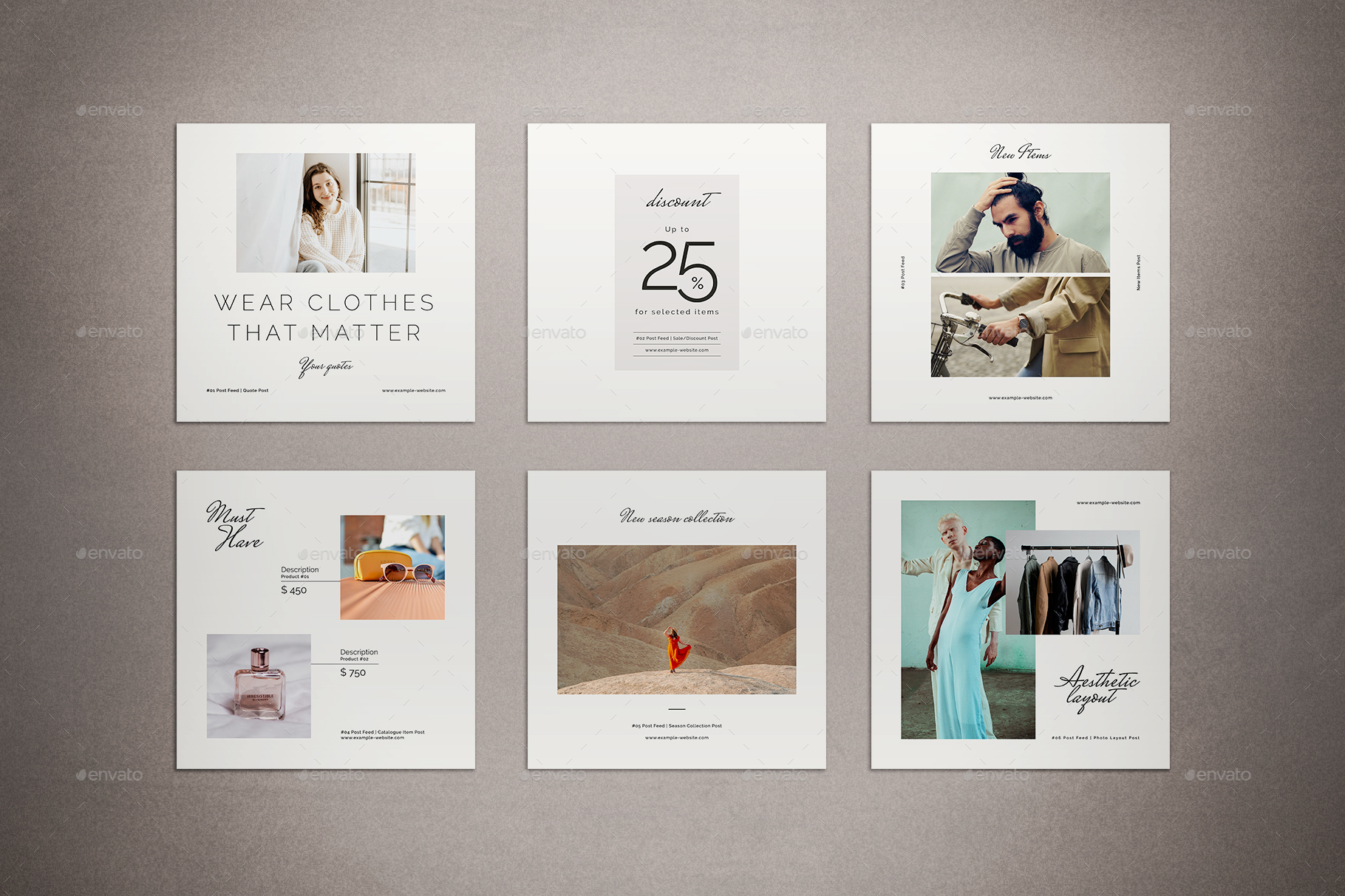 Aesthetic Minimalist Fashion Social Media Post, Web Elements | GraphicRiver