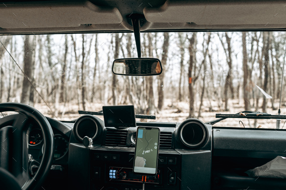Car interior inside off road car, nobody Stock Photo by FabrikaPhoto