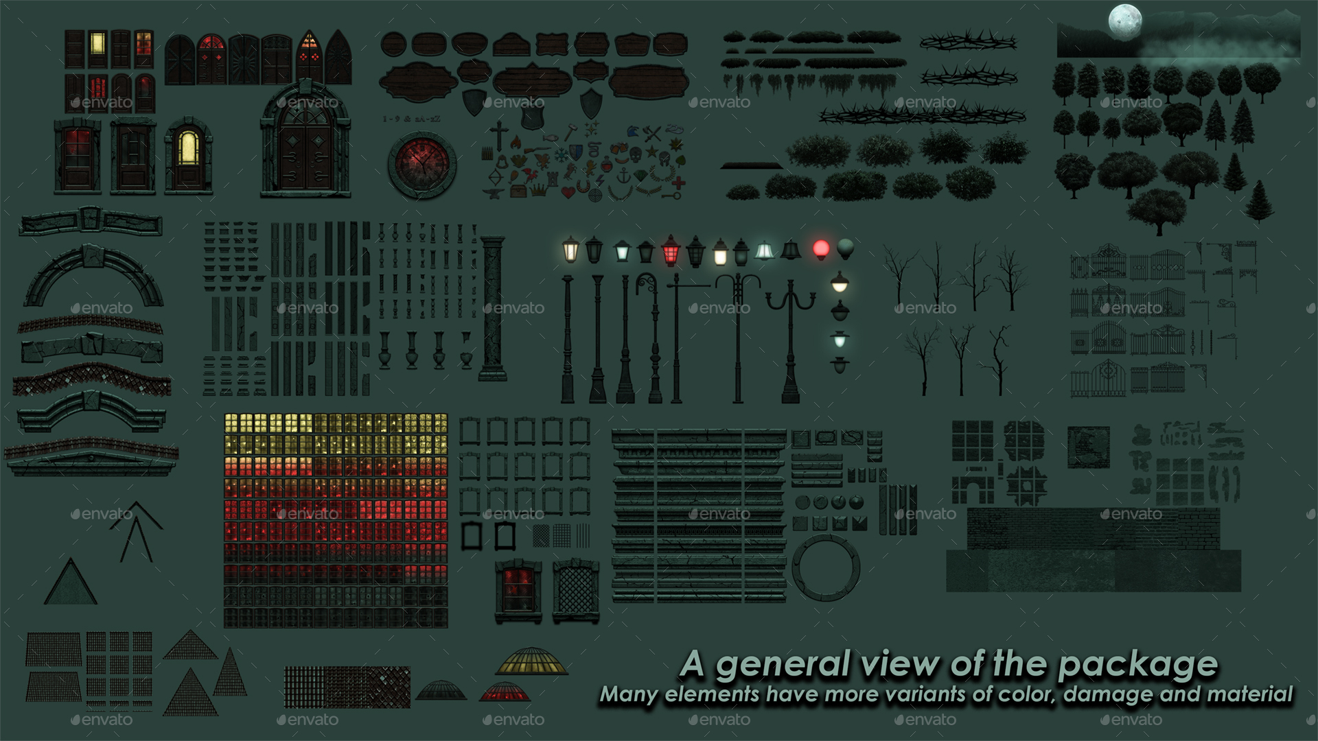 2D Dark Environment Pack, Game Assets | GraphicRiver