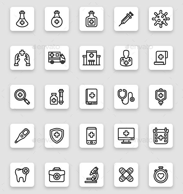 Medical Health - Outline Collection Icon Set, Icons | GraphicRiver