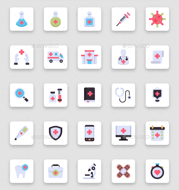 Medical Health - Flat Collection Icon Set, Icons | GraphicRiver
