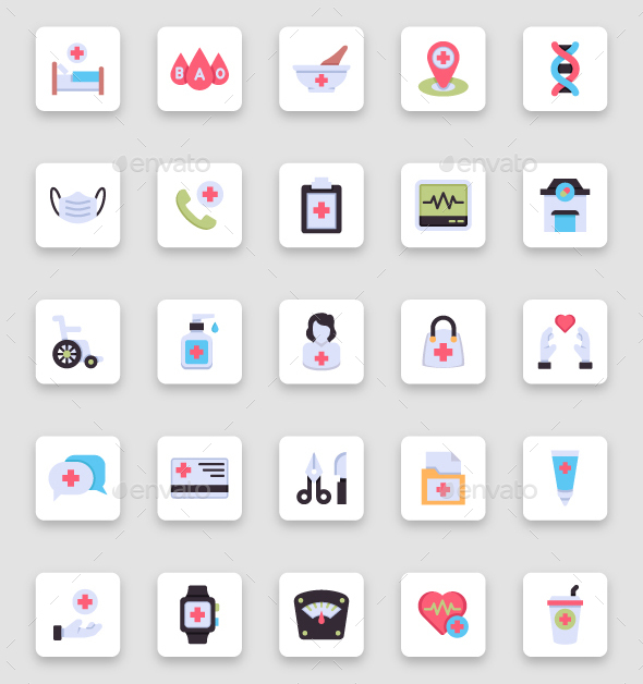 Medical Health - Flat Collection Icon Set, Icons | GraphicRiver