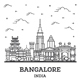 Outline Bangalore India City Skyline with Historic Buildings Isolated ...