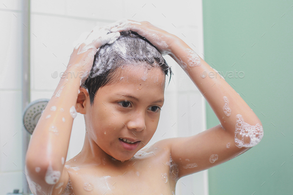 Boy washing hair with shampoo Stock Photo by Garakta-Studio | PhotoDune