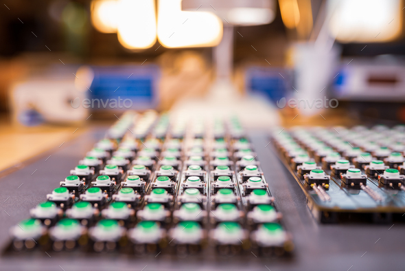 Panel of LED light indicators is in the production Stock Photo by ...