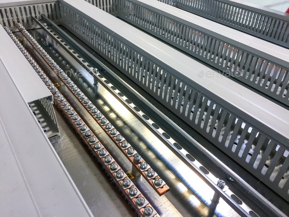 electrical boxes/panel with din rail distribution board Stock Photo by ...