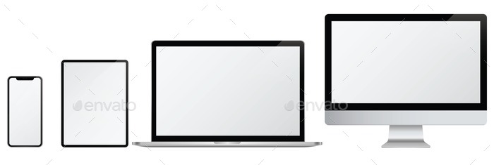 Vector Computer, Laptop, Phone, Tablet Devices Mockups by Shuttericons
