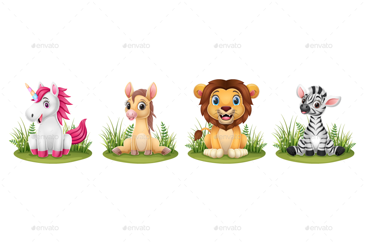 Set of Cartoon Twelve Little Animal Collection, Vectors | GraphicRiver