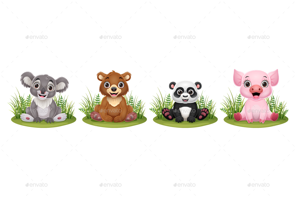 Set of Cartoon Twelve Little Animal Collection, Vectors | GraphicRiver