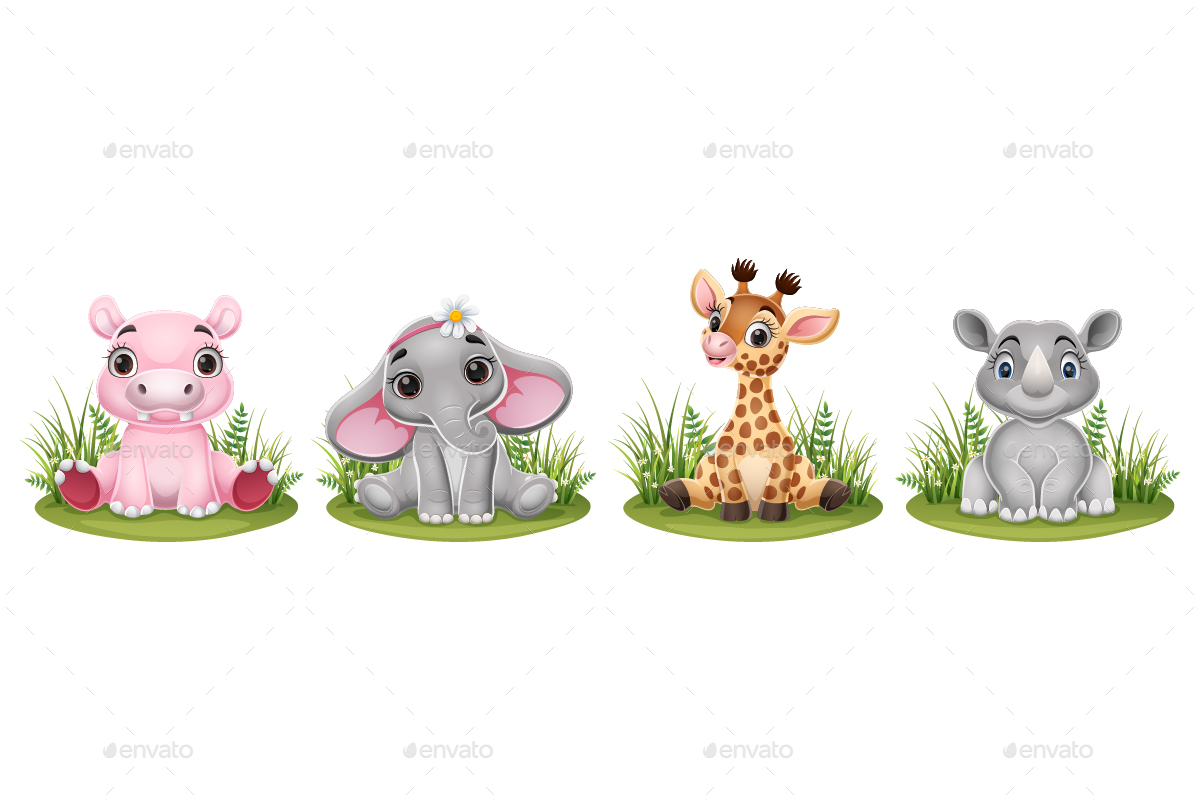Set of Cartoon Twelve Little Animal Collection, Vectors | GraphicRiver