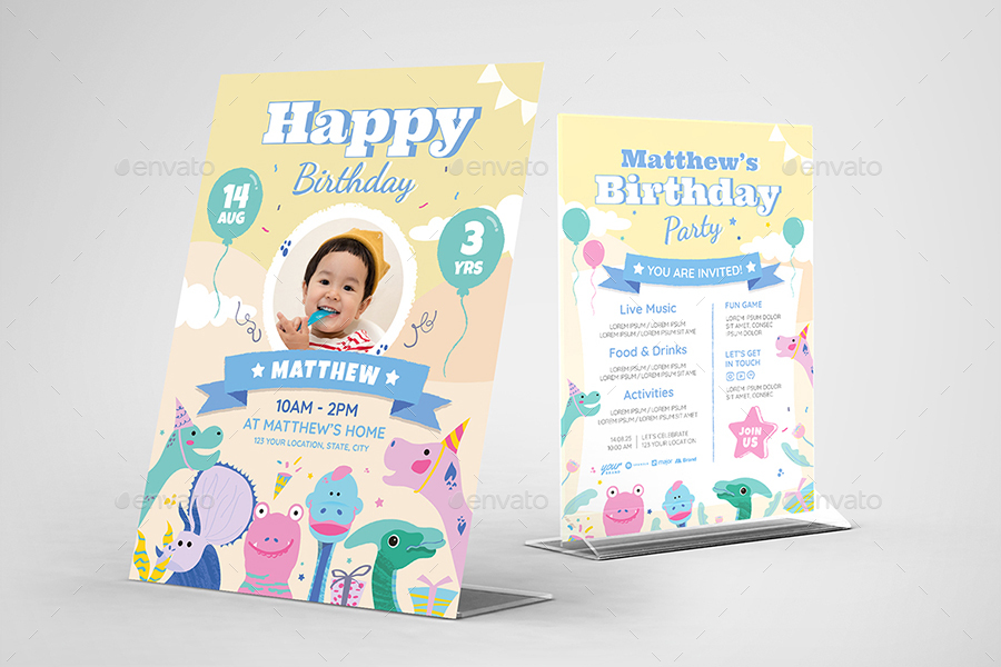 Boy Birthday Flyer invitation, Print Templates | GraphicRiver